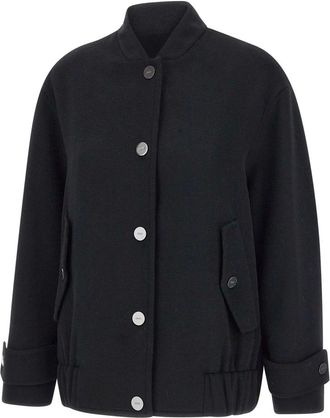 Liu Jo Femme, Vestes, Noir, Taille: 38 FR Blouson aviateur en m&eacute;lange de laine