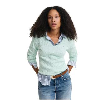 GANT Femme, Pulls, Bleu, Taille: 38 FR V-neck Tricots