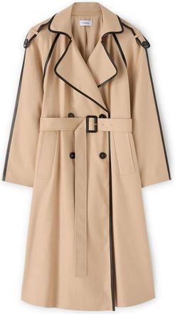 Motivi Femme, Manteaux, Beige, Taille: 38 FR Trench-coat crois&eacute; avec finitions