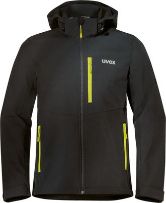 Uvex tune-up Herren Softshelljacke Schwarz-Gelb XXL - winddicht & wasserabweisend - Outdoor &Uuml;bergangsjacke f&uuml;r Freizeit & Arbeit