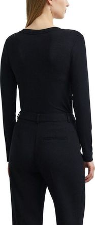 Comma Langarmshirt mit tiefem Rundhals / Viskose-Stretch