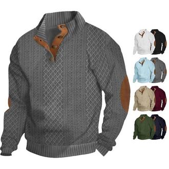 Generic Pull de sport &agrave; manches longues pour homme, pull d&eacute;contract&eacute; &agrave; manches longues avec bouton 1/4 pour lautomne et lhiver, gris, 3XL