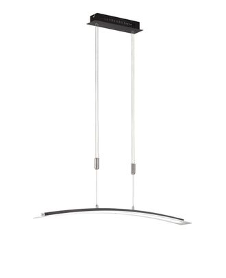 Fischer & Honsel LED Pendelleuchte Metis 1-flammig, Deckenlampe stufenlos dimmbar, Tunable White in 3 Stufen, H&ouml;henverstellbar, Metall & Acrylglas, Sandschwarz & Nicke