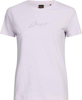 HUGO BOSS T-shirt &agrave; col rond marque strass en coton