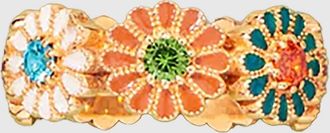 Tityaravy Bague Sai 7 Email Bollywood Multipierres Argent Doré Multicolore