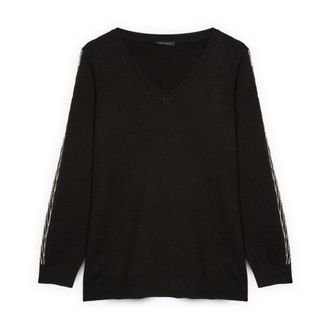 Fiorella Rubino Femme, Pulls, Noir, Taille: 44 FR Pull col en V orn&eacute; de strass