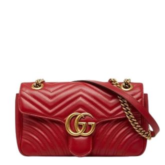 Gucci Pre-owned Sac bandouli&egrave;re en cuir GG Marmont - Femme - Pre-owned - Rouge - Taille: ONE Size
