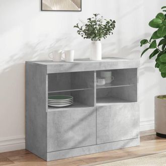 vidaXL Buffet avec lumi&egrave;res led gris b&eacute;ton 81x37x67 cm