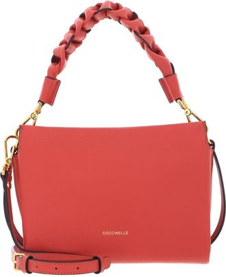 Coccinelle Boheme Grana Double Crossbody Double Grainy Leather Grena. Red/Rosew