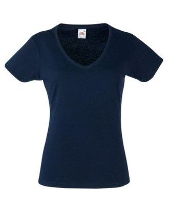 Fruit Of The Loom SS047 Valueweight T-shirt col en V pour femme - Bleu - X-Large