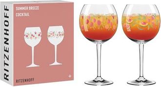 Ritzenhoff 6321001 Aperitif-Glas 500 ml - 2er-Set - Summer Breeze - für Cocktails, mit Frucht-Motiv bunt - Made in Germany