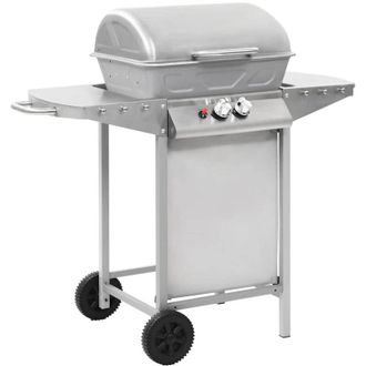 vidaXL Vidaxl - Barbecue &agrave; gaz avec 2 zones de cuisson Acier Argent&eacute;