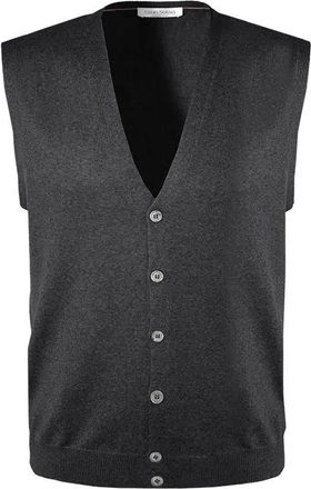Gran Sasso Herren Strickweste grau Schurwolle unifarben