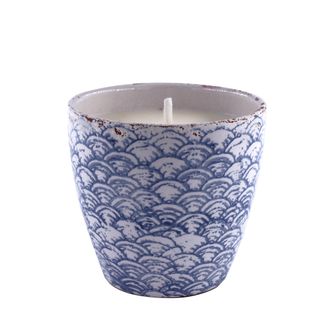 Cerabella Cerabella Squamis Outdoor Duftkerze Deep Ocean Blue Medium 1000 g im Terrakottatopf