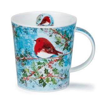 Dunoon Lomond Mug de Noël en porcelaine anglaise Motif rouge-gorge