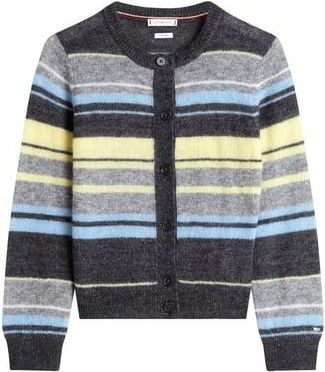 Tommy Hilfiger Cardigan droit ray&eacute; en alpaga m&eacute;lang&eacute;