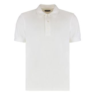 Tom Ford Piqu&eacute; Polo Shirt mit Rippb&uuml;ndchen - - Tops - Herren - Wei&szlig; - L
