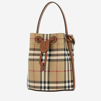 Burberry Womens Bucket Bag Multicolour Check Polyurethane Shoulder