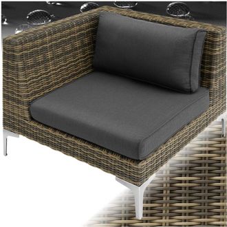 TecTake Tectake - Ensemble modulable en rotin Villanova naturel coin droit - Gris anthracite chin&eacute; - Structure en aluminium - Coussins hydrofuges faciles &agrave;