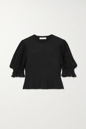 Chlo&eacute; Pullover Aus Einer Wollmischung Mit Pointelle-details - Schwarz