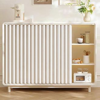 Generic Maßgefertigte, Faltbare Schrankvorhänge mit Gleitschienen für Kleiderschränke, Bücherregale und Lagerschränke.-Beige- W140cmxH240cm