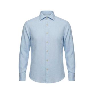 Tintoria Mattei Homme, Chemises, Bleu, Taille: M J66 TNP Chemise Lin Teint en Pi&egrave;ce