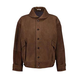 Auralee Homme, Vestes, Brun, Taille: XL Blouson en su&egrave;de grain soyeux