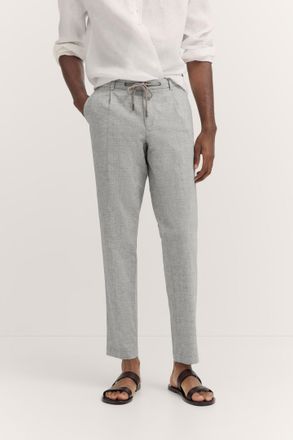 Bugatti Herren Bundfaltenhose mit Baumwoll-Leinen-Mix