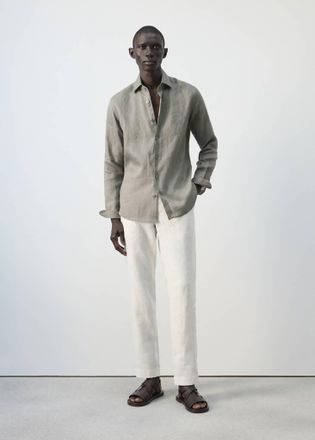 Mango Chemise slim-fit 100 % lin marron moyen - Homme - XXL - MANGO MAN