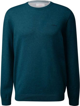 s.Oliver Rundhalspullover Pullover (1-tlg) Rundhals-Ausschnitt, langarm, Logo-Stickerei