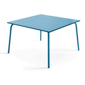 Oviala Oviala - Table de jardin carr&eacute;e en m&eacute;tal bleu pacific - Palavas