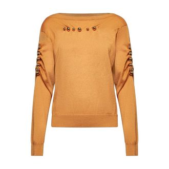 Silvian Heach Shirt mit Schriftzug-Detail und Raffungen - - Knitwear - Damen - Braun - S