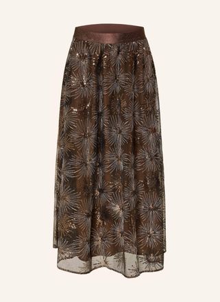 Oui T&uuml;llrock Mit Pailletten Und Glitzergarn braun