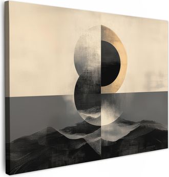 MuchoWow &copy; Leinwand Bilder 80x60 cm Wanddeko Wohnzimmer Aesthetic Room Decor Deko Zimmer Wandbilder Modern Bild auf Leinwand Kreise - Schatten - Abstrakt