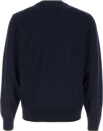 HUGO BOSS Mens Midnight Blue Wool Sweater Darkblue Exterior: Virgin Maglieria