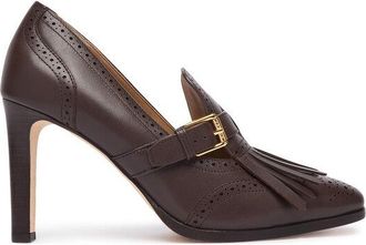 Lauren Ralph Lauren Halbschuhe Colleen Perforated Calfskin Kiltie Pump 802P02364004 Dunkelbraun