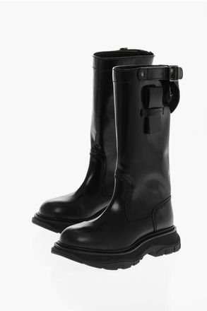 Alexander McQueen Brushed Leather Boots with Buckle size 40