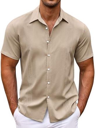 Generic Chemise Noire Chemise Homme Coton Blanche Manches Courtes Manche Courte Chemisette Lin A Fleur Hawa&iuml;enne Jeans Transparente Plage 3 Rabats Surchemise 