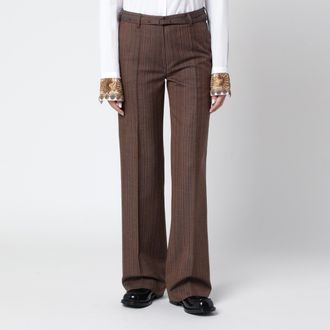 Dries Van Noten Braune Hose mit Nadelstreifen