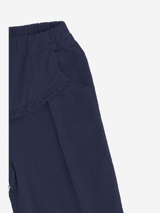 1+ in the family Girls Cotton Trousers With Decorative Ruffles Navy