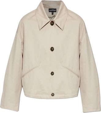 Emporio Armani Femme, Vestes, Beige, Taille: 40 FR Blouson en Gabardine de Coton Pima