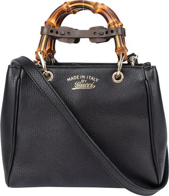 Gucci Crossbody Bags - Gucci Black Leather Bamboo Handbag - Gr. unisize - in Schwarz - f&uuml;r Damen