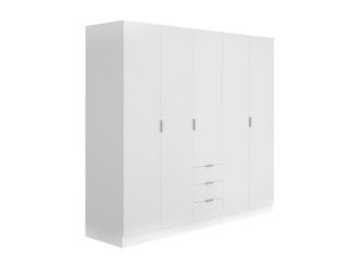 Vente-Unique Kleiderschrank mit 5 T&uuml;ren & 3 Schubladen - 202 cm - Wei&szlig; - LISTOWEL