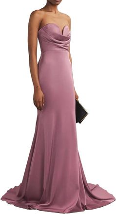 Alex Perry Satin Crepe Draped Gown Size L