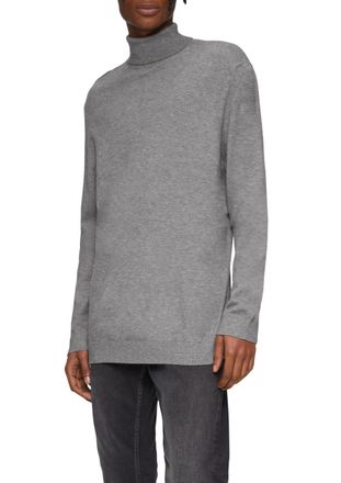 QS by s.Oliver Herren 2153098 Pullover mit Rollkragen, Grau/Schwarz 9730, M