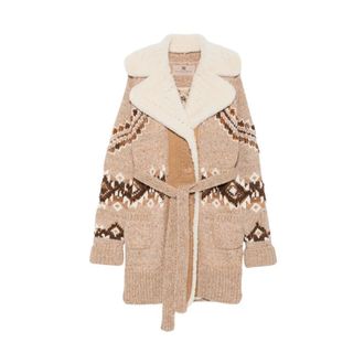 Ermanno Scervino Manteau cardigan chin&eacute; - Femme - Pulls - Beige - Taille: 36/38 FR