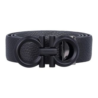 Ferragamo Wendbarer Doppelter Gancini Leder G&uuml;rtel - - Accessories - Herren - Schwarzk - 95 CM