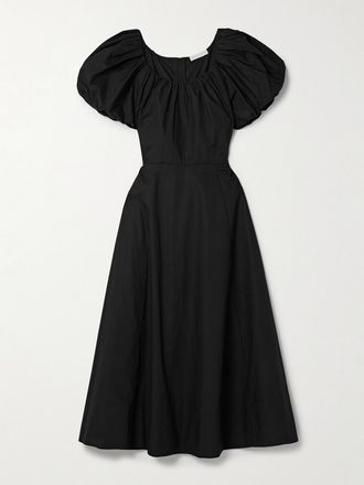 Ulla Johnson Imara Midikleid Aus Baumwollpopeline Mit Raffungen - Schwarz