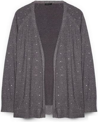 Fiorella Rubino Femme, Pulls, Gris, Taille: 42 FR Gilet en maille fine avec appliqu&eacute;s paillet&eacute;s