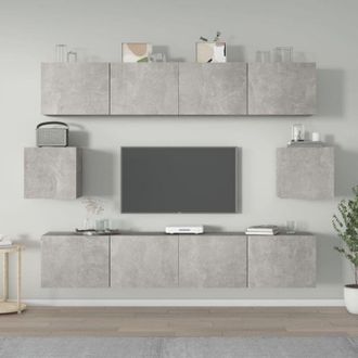 vidaXL Vidaxl - Ensemble de meubles tv 6 pcs Gris b&eacute;ton Bois ding&eacute;nierie